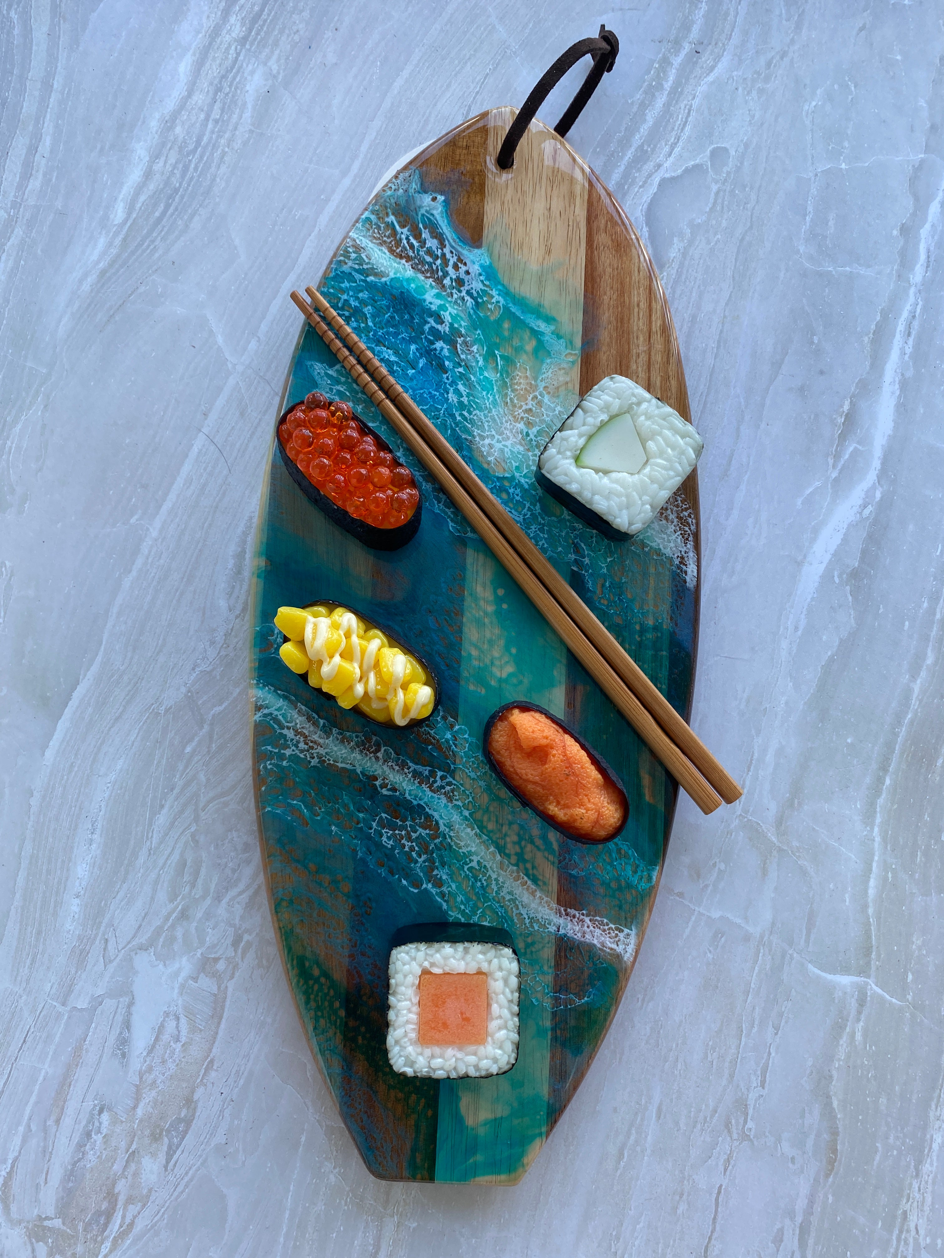 Shiplap & Resin Mini Surfboard Sashimi Tray – Resin Art Kailua